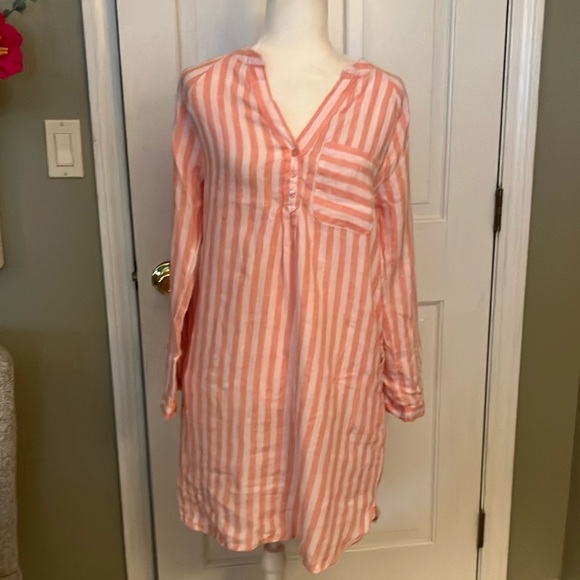 Martha Stewart | Dresses | Martha Stewart Collection Linen Pink Striped ...
